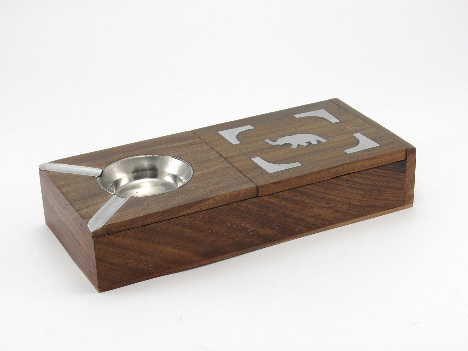 Elephant Ashtray Stash Box Wood with Inlaid Metal – Big Ashtray